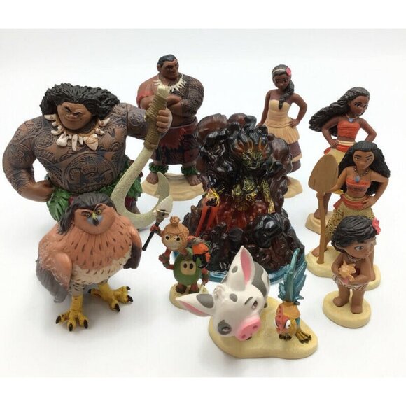 Disney | Toys | Disney Moana Figurine Lot Maui Hawk Kakamora Te Ka Hei ...